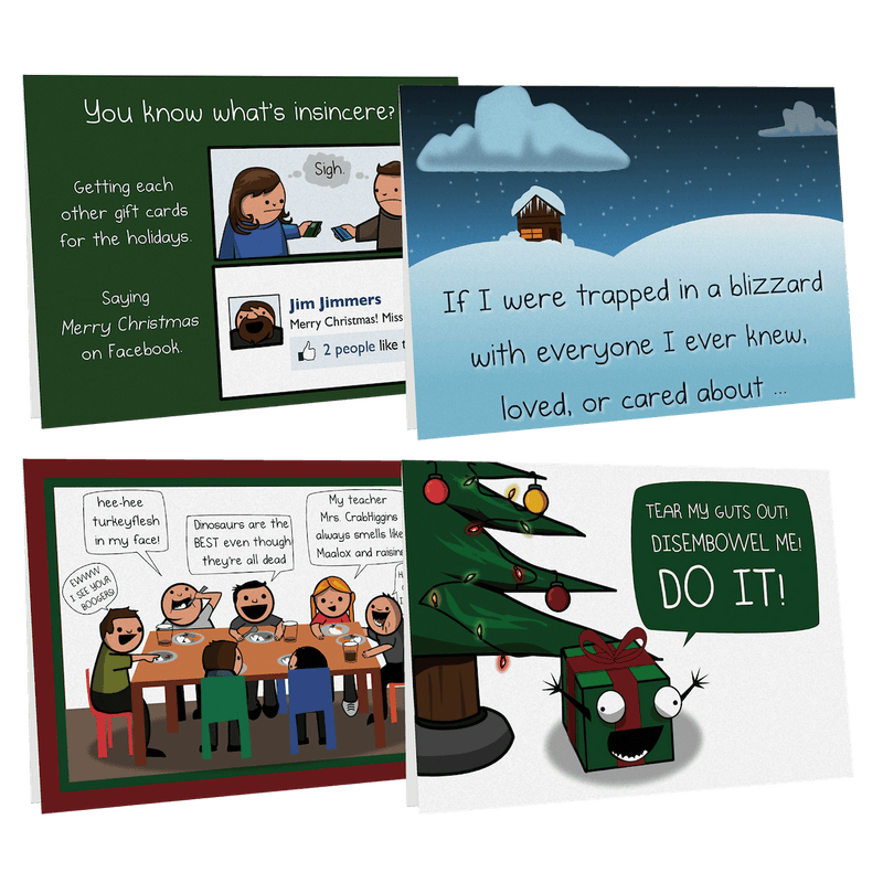 NSFW Holiday Greeting Card Bundle | 4 pack | Exploding Kittens