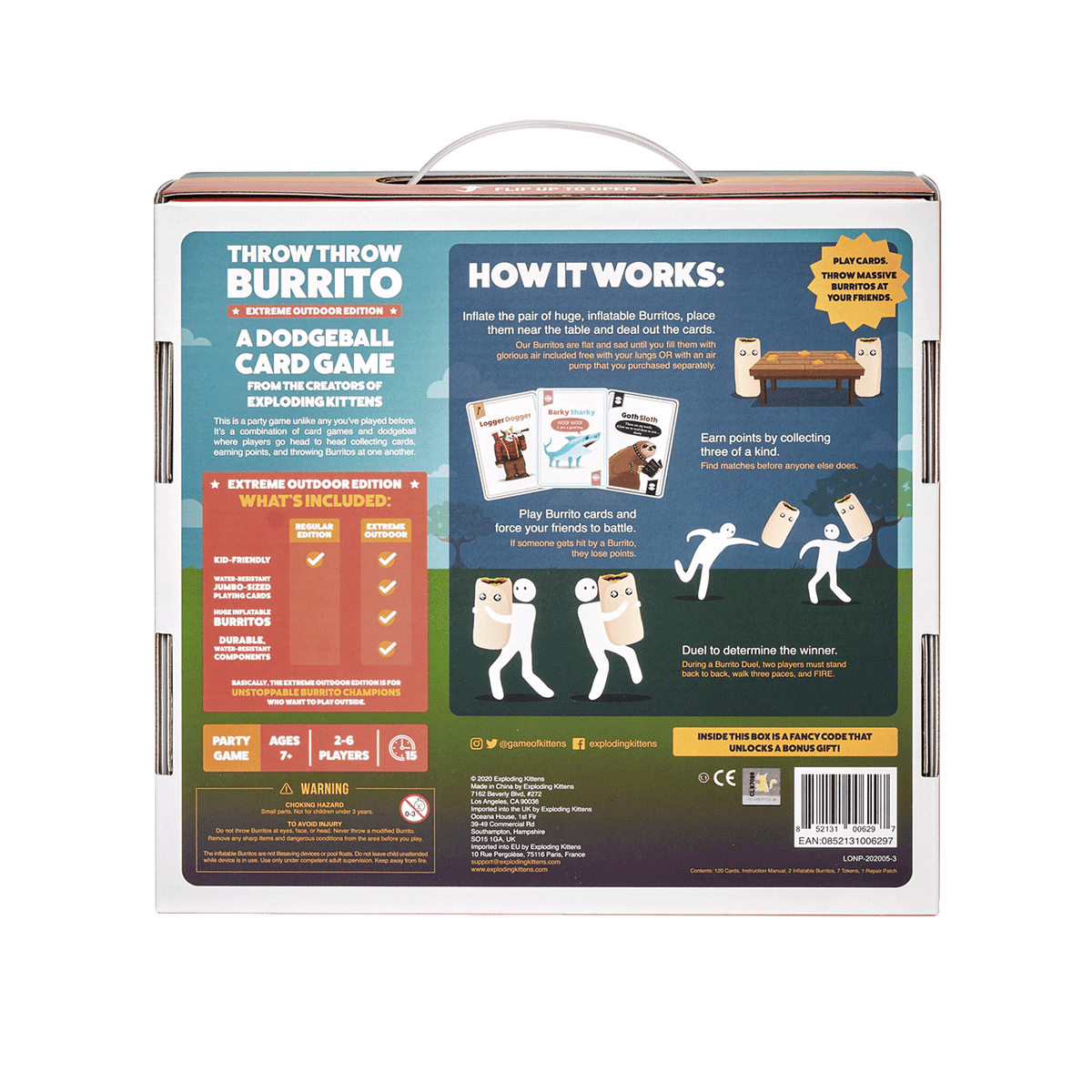 Throw Throw Burrito Extreme Outdoor Edition | Outdoor Card Game | Exploding Kittens